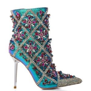 Azalea Wang | Shoes | Crisp Embellished Gem Multicolor Stiletto Bootie By Azalea Wang | Poshmark